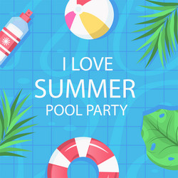 Hand drawn colorful pool party post stories Vector Image