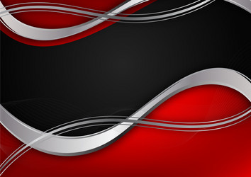 Red and silver and black color geometric wave Vector Image