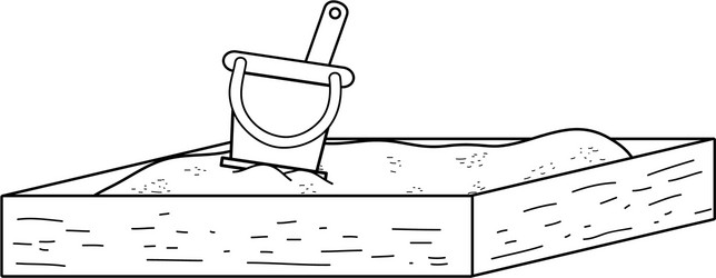 Sand box with bucket kids zone scene Royalty Free Vector