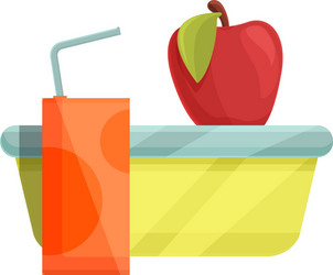 Red apple lunch box icon cartoon kid food Vector Image