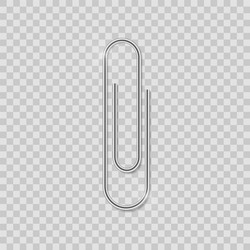 Clip set realistic paperclip attach office metal Vector Image