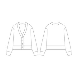 Template women crew neck cardigan flat design Vector Image
