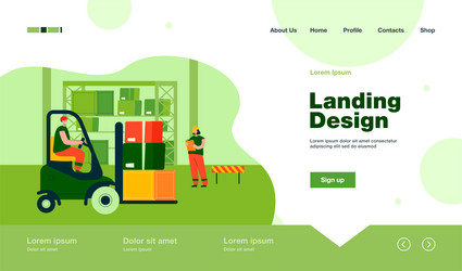 Cargo staff in warehouse interior Royalty Free Vector Image