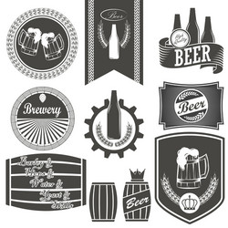 Old brewery logos set kraft beer retro signs Vector Image