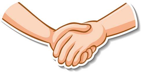 A sticker template with hands holding together Vector Image