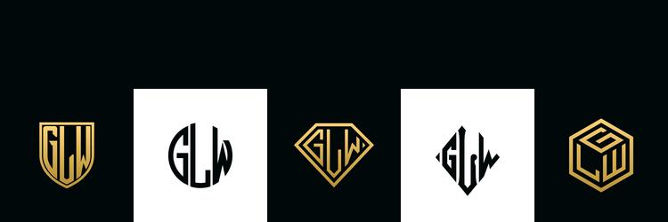 Initial letters hwv logo designs bundle Royalty Free Vector