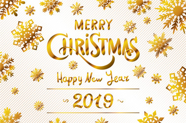 2019 golden new year sign with glitter Royalty Free Vector