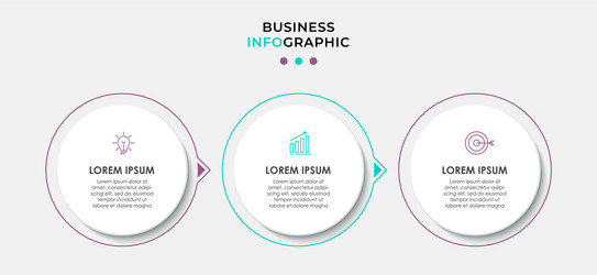 Business infographics presentation with 3 steps Vector Image