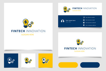 Fintech industry logo design with editable slogan Vector Image