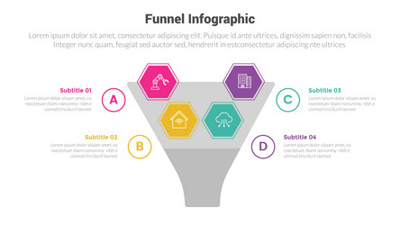 Funnel shape infographics template diagram Vector Image