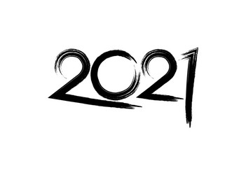 Set new year 2021 calligraphy numbers Royalty Free Vector