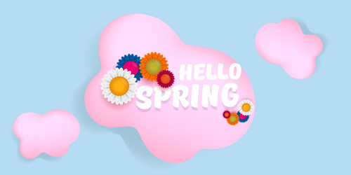 Hello spring pink horizontal banner Royalty Free Vector