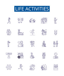 Daily routine line icons signs set design Vector Image