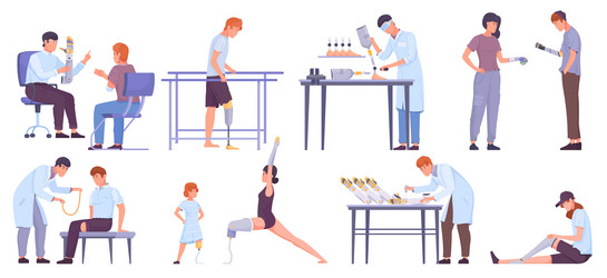 Robotic prosthetics flat infographics Royalty Free Vector