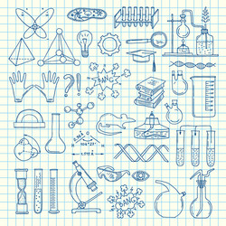 Science chemistry set sketch hand drawn Royalty Free Vector