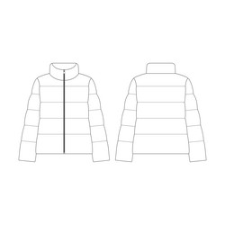 Template women down jacket flat design outline Vector Image