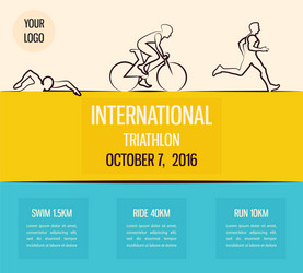 Triathlon flat design poster Royalty Free Vector Image