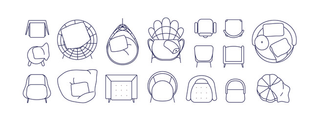 Armchairs chairs designs set top above view Vector Image