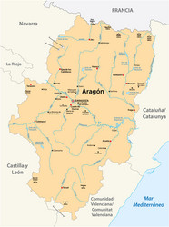 Administrative map aragon spain Royalty Free Vector Image