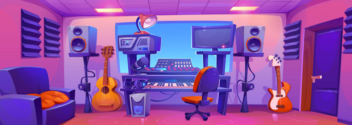Music recording studio sound engineer at mixer Vector Image