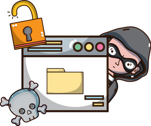 Cybersecurity threat cartoon Royalty Free Vector Image