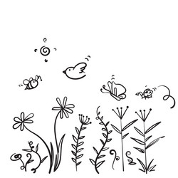Design of hand drawn doodle flowers set on white Vector Image