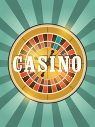 Casino vintage style poster with roulette Vector Image