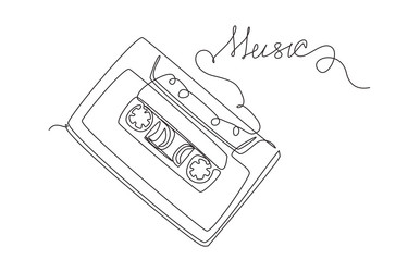 Drawing of music audio cassette Royalty Free Vector Image