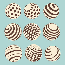 Dotted halftone sphere striped and checkered 3d Vector Image