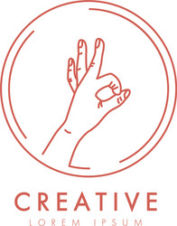 Fist logo design template in simple minimal Vector Image