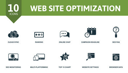 Site optimization icon set contains editable Vector Image