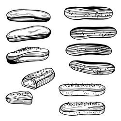 Sketchy of eclairs Royalty Free Vector Image - VectorStock