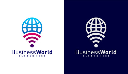 Modern globe hexagon chain link world network logo