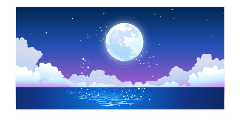 Ocean Full Moon Vector Images (over 520)