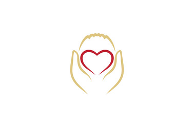 Heart shape hands holding logo Royalty Free Vector Image