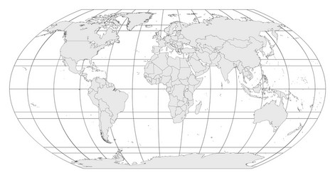 World map with meridians and parallels grid Vector Image