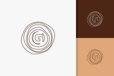 E Wood Grain Logo - Circle & Letter E Vector Image