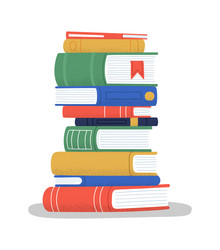 Little boy reading book on the stack Royalty Free Vector