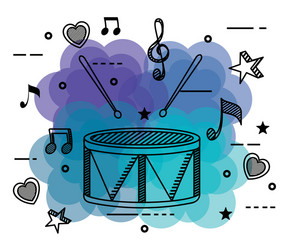 Violin and drum with quaver beam notes Royalty Free Vector