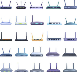 Satellite internet icons set cartoon Royalty Free Vector