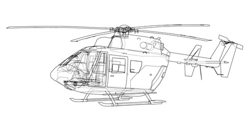 Close-up helicopter outline drawing Royalty Free Vector