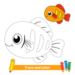 Trace and color for kids salmon fish Royalty Free Vector