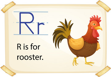 Flashcard letter r is for rooster Royalty Free Vector Image