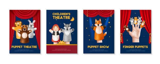 Puppet theater color set Royalty Free Vector Image