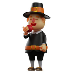 3d thanksgiving pilgrim man cartoon Royalty Free Vector