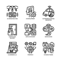 Business and technology trends icons set Vector Image