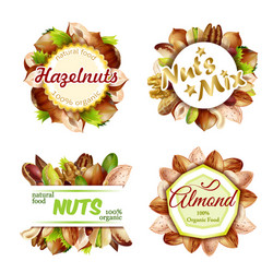 Set of nuts labels with round Royalty Free Vector Image