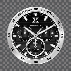 Realistic black grey metallic clock watch face Vector Image