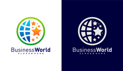 Set world star logo template creative Royalty Free Vector