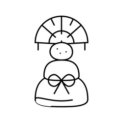 Miko shrine maiden shintoism line icon Royalty Free Vector